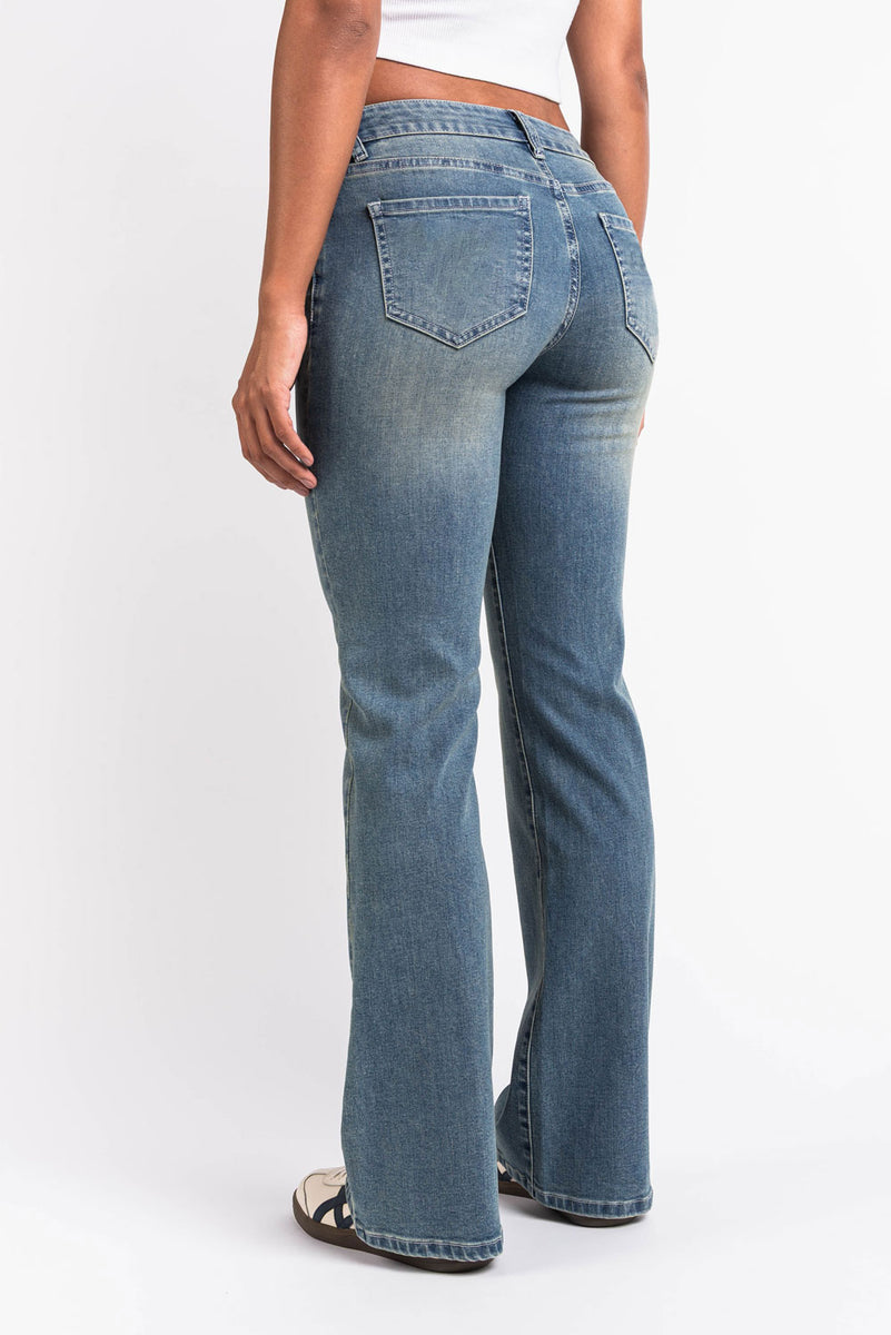 Taylor 02UltraLow Bootcut Jeans - Worn Blue Origin – MADLADY